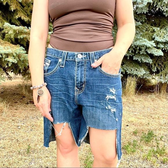 Cinch | Shorts | Custom Distressed Cinch Denim Cutoff Bermuda Shorts ...